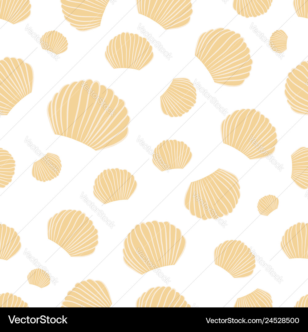 Seamless of seashells on white background Vector Image