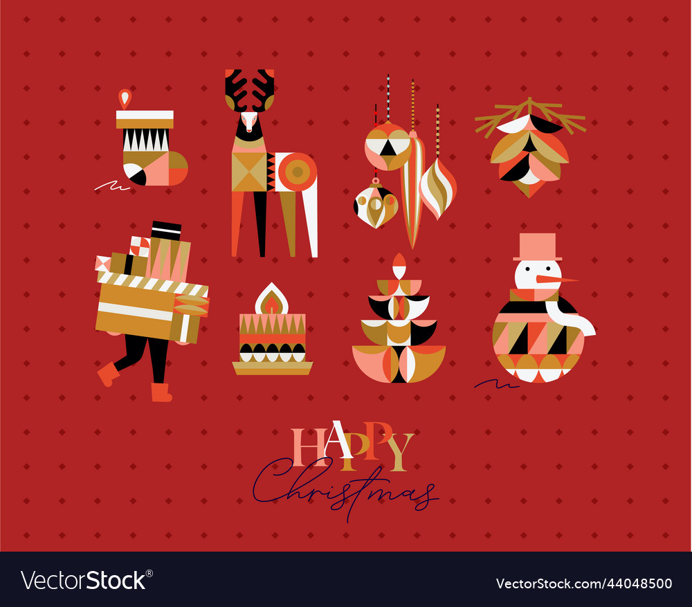 Set christmas symbols red Royalty Free Vector Image
