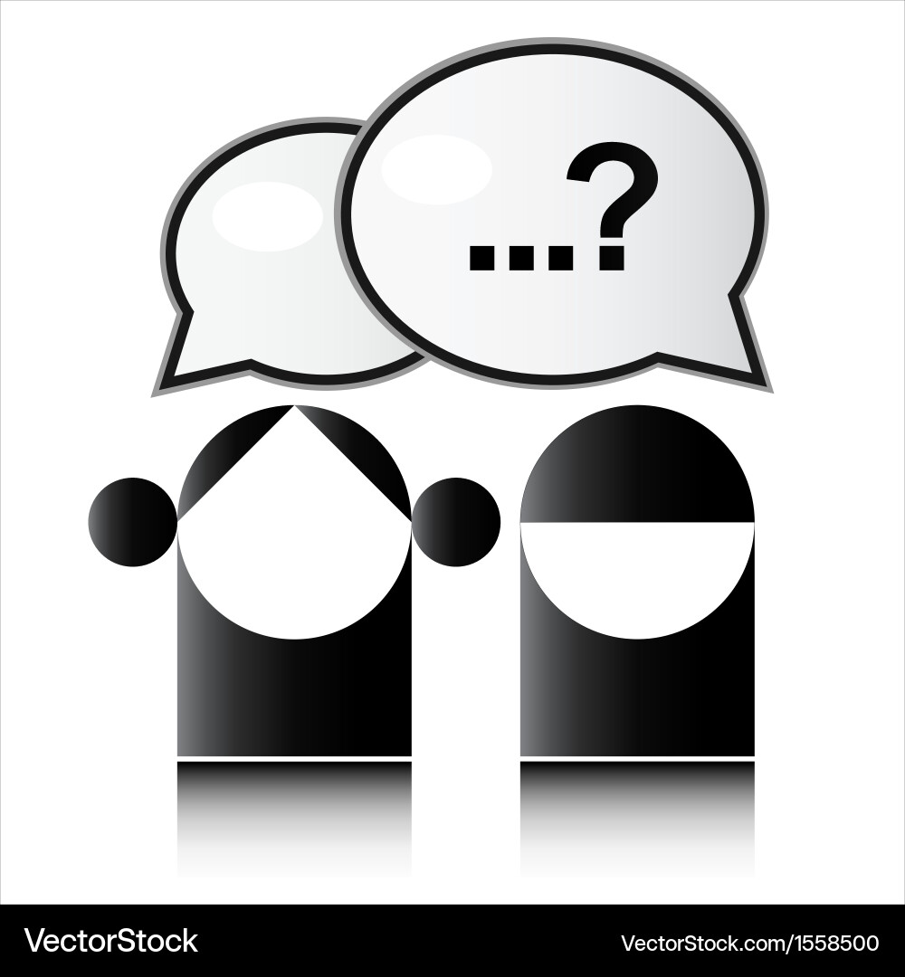 Two people with question mark Royalty Free Vector Image