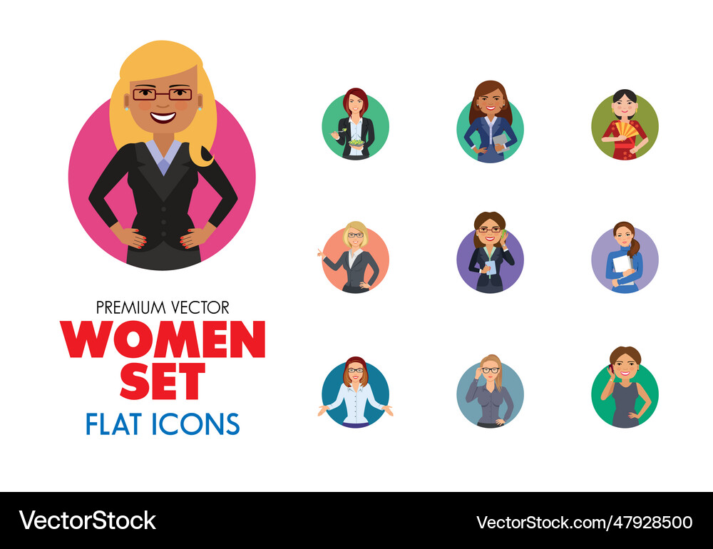 Women icons set Royalty Free Vector Image - VectorStock
