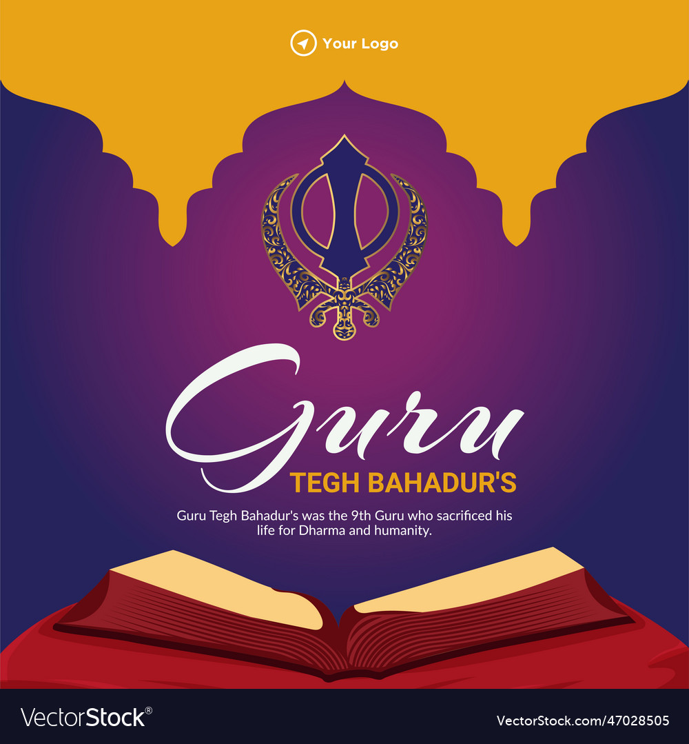 Banner design of guru tegh bahadur template Vector Image