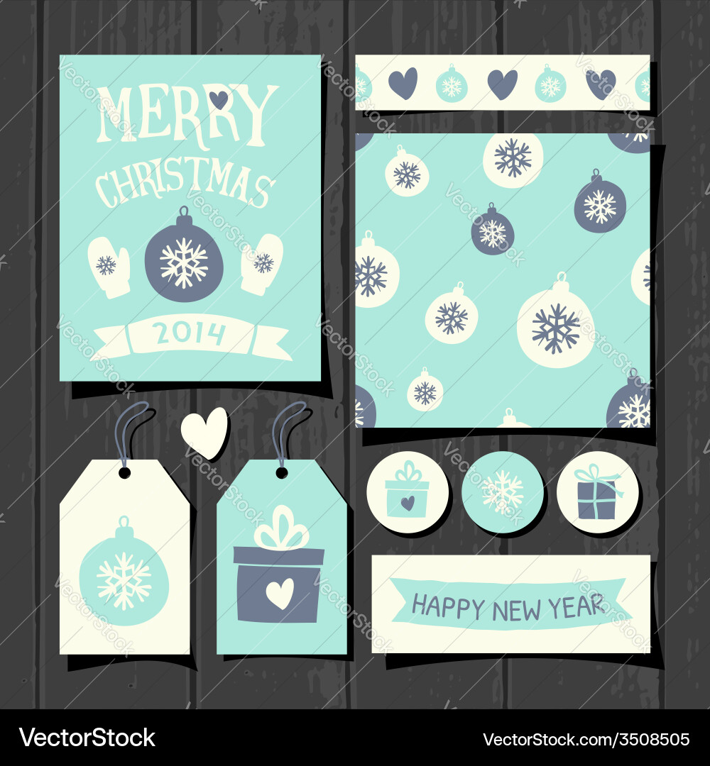 Christmas templates retro paper collection Vector Image