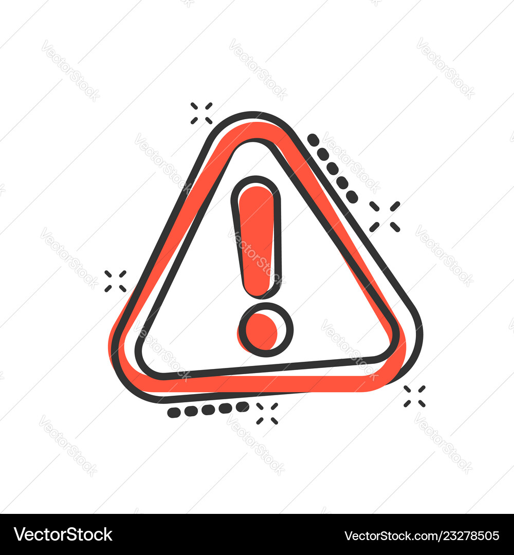 Exclamation mark icon in comic style danger alarm Vector Image