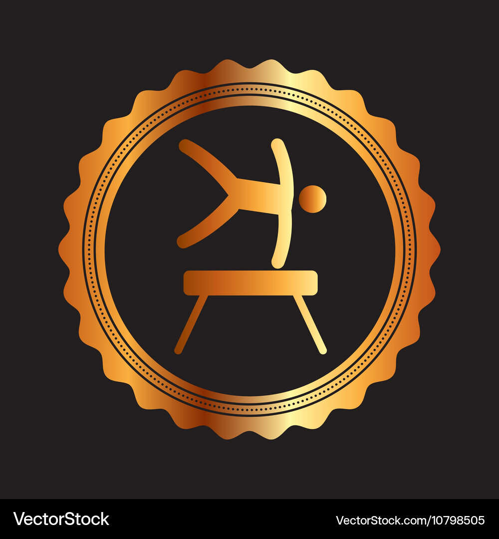 Gold emblem sport icon Royalty Free Vector Image