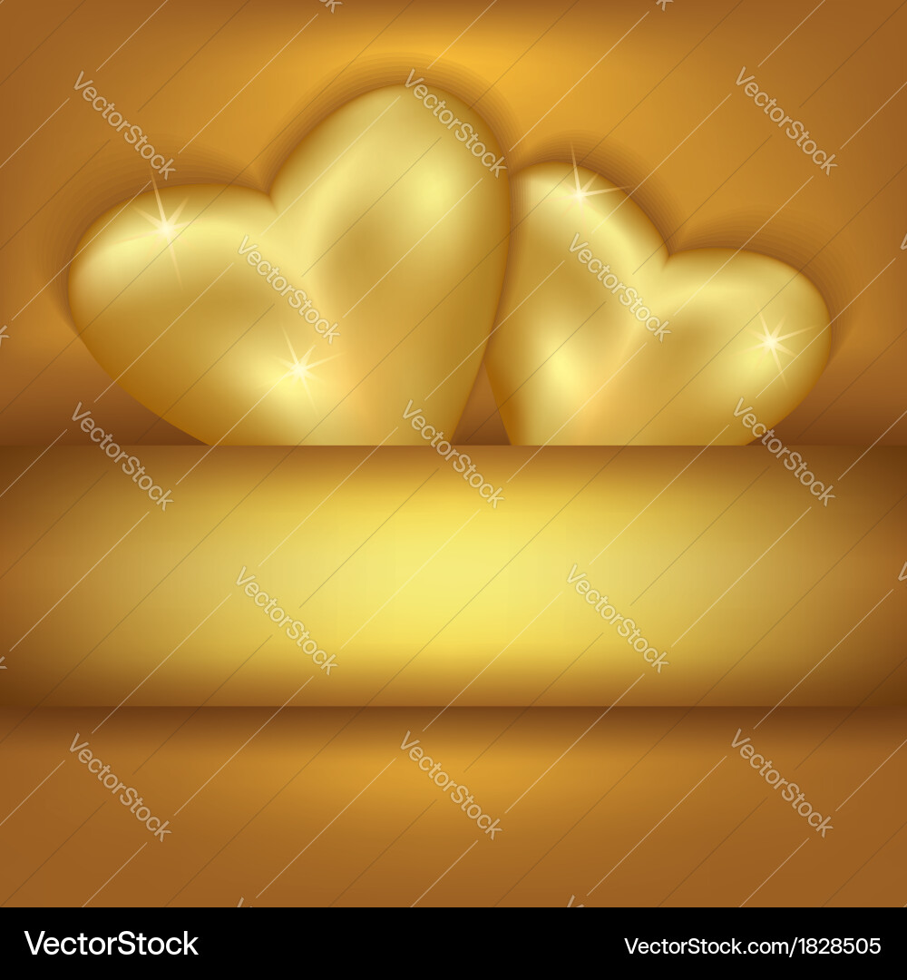 Golden stylish background with hearts Royalty Free Vector