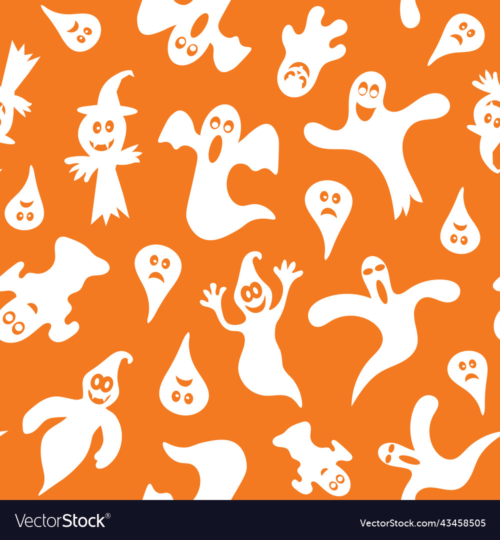 Halloween ghost seamless pattern background Vector Image