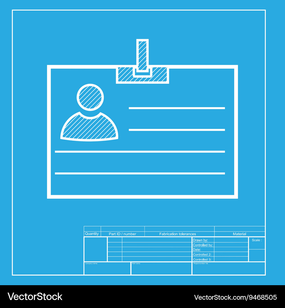 Id card sign white section icon on blueprint Vector Image