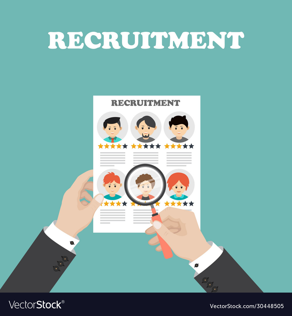 Recruiting concept human resource hiring Vector Image Recruiting concept human resource hiring Vector Image