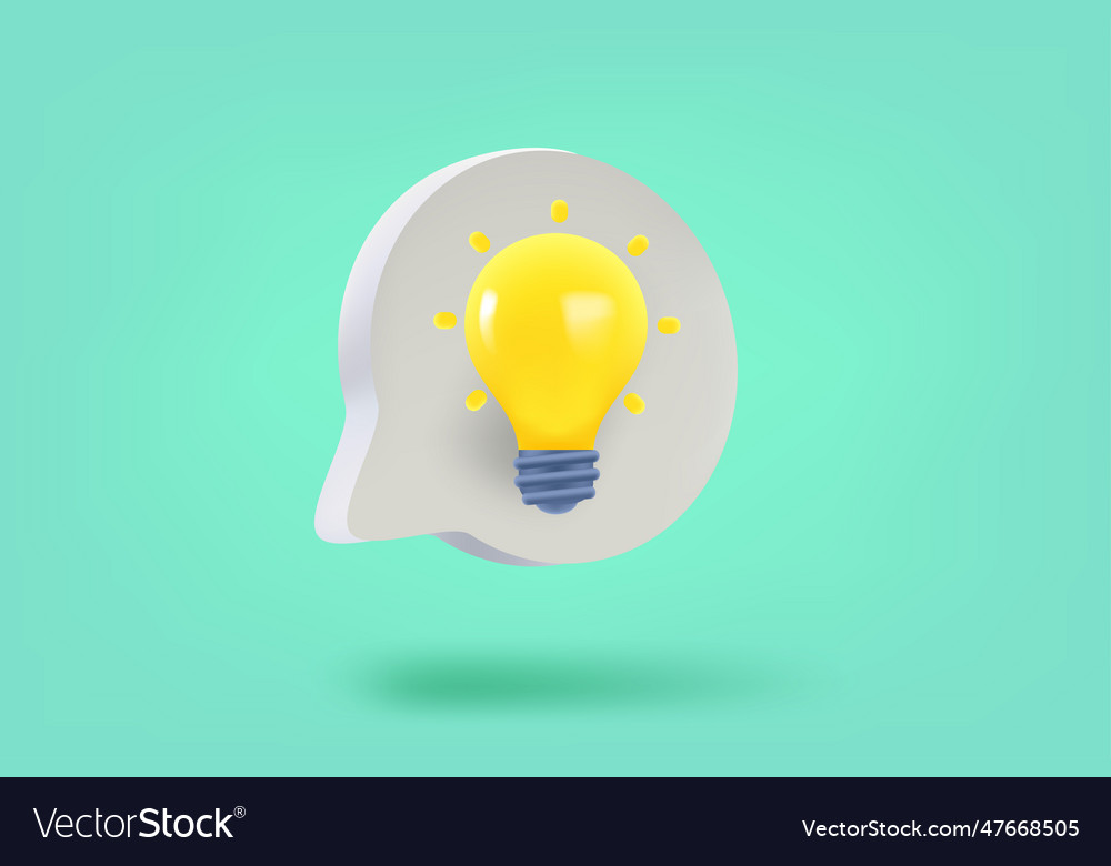 Speech bubble with light bulb inspiration concept Vector Image