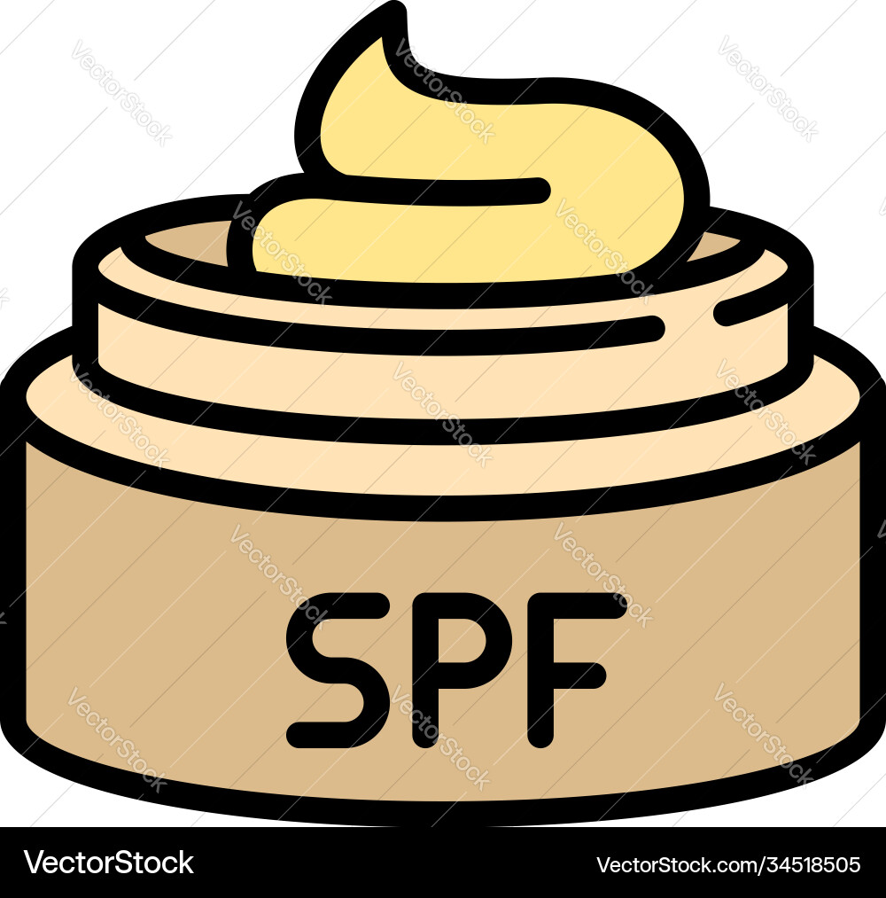 Spf cream jar icon outline style Royalty Free Vector Image