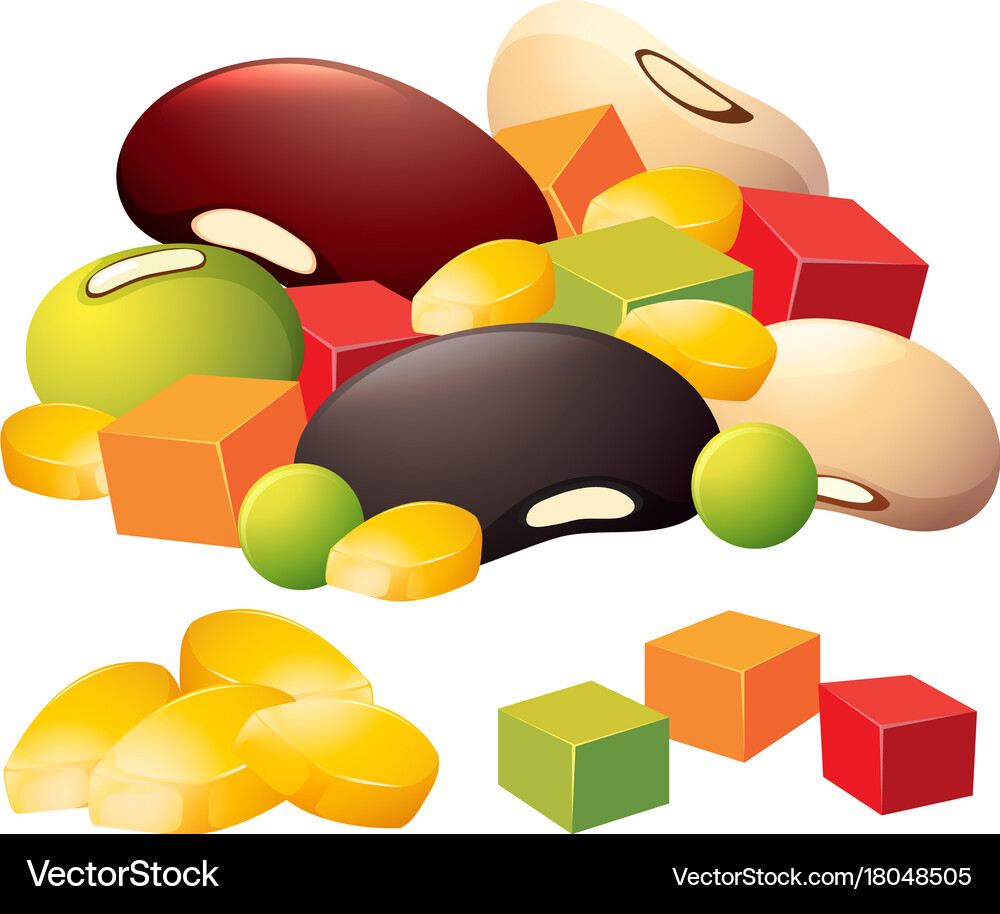Vegetables and beans set Royalty Free Vector Image