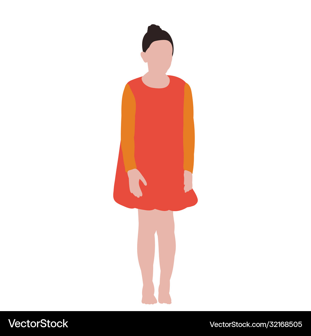 White background without face in a flat style girl