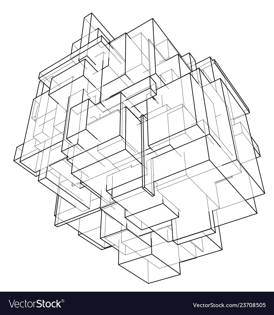 Wireframe boxes sketch style Royalty Free Vector Image