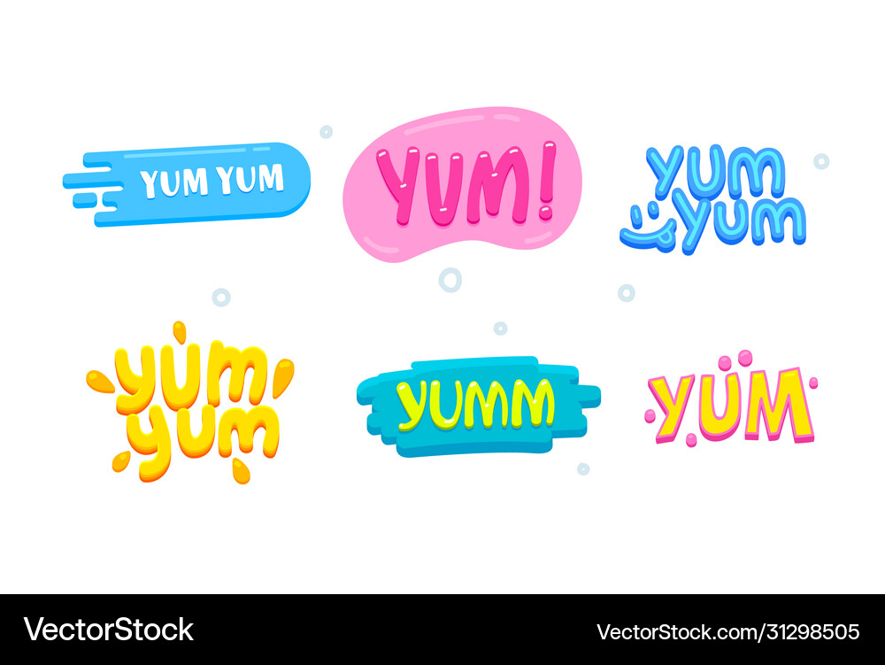 Yum icons set creative banners with colorful Vector Image