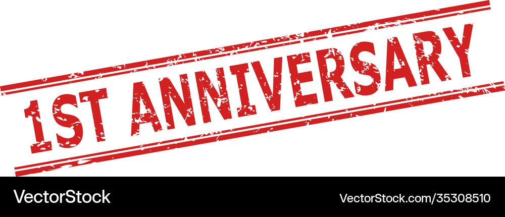 1st anniversary stamp with rubber style and double