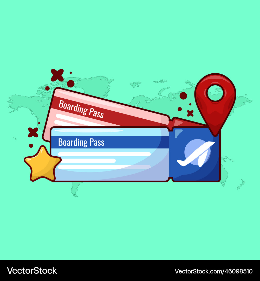 Boarding pass ticket in cartoon Royalty Free Vector Image