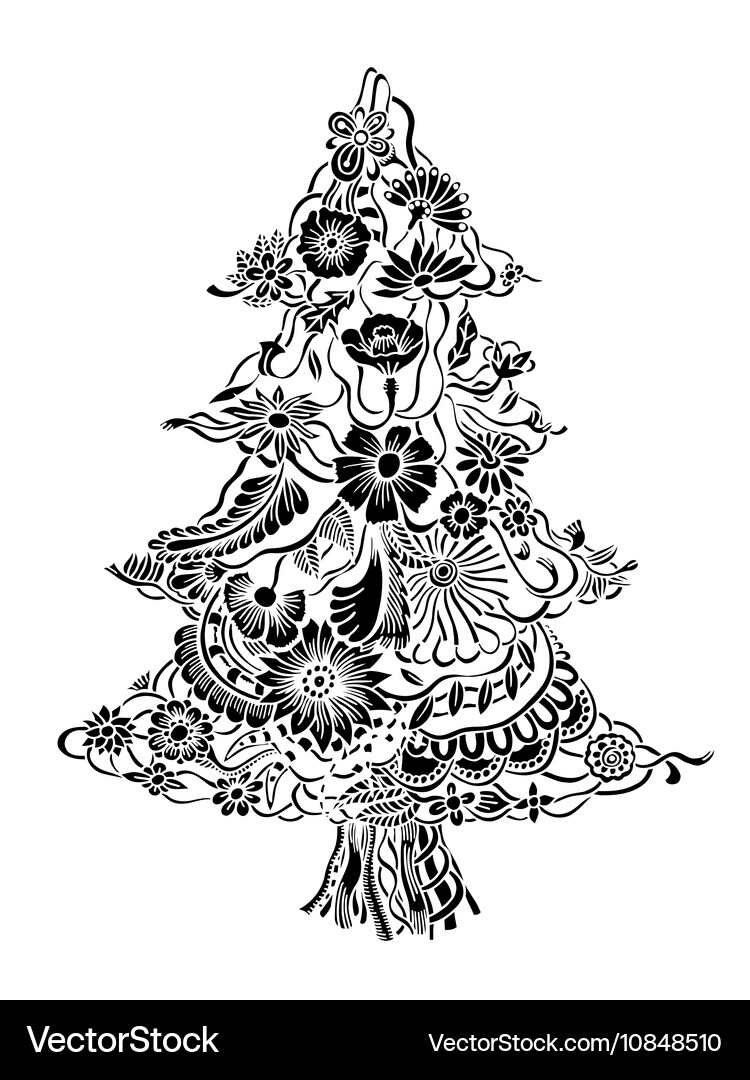 Christmas tree flowers Royalty Free Vector Image