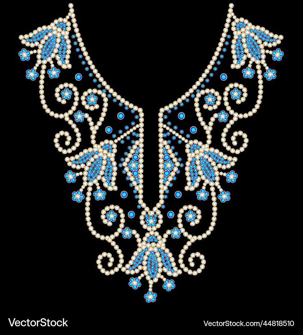 Collar neck decoration with rhinestones Royalty Free Vector