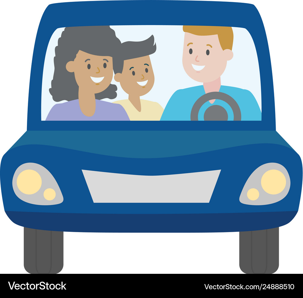 Family in car Royalty Free Vector Image - VectorStock