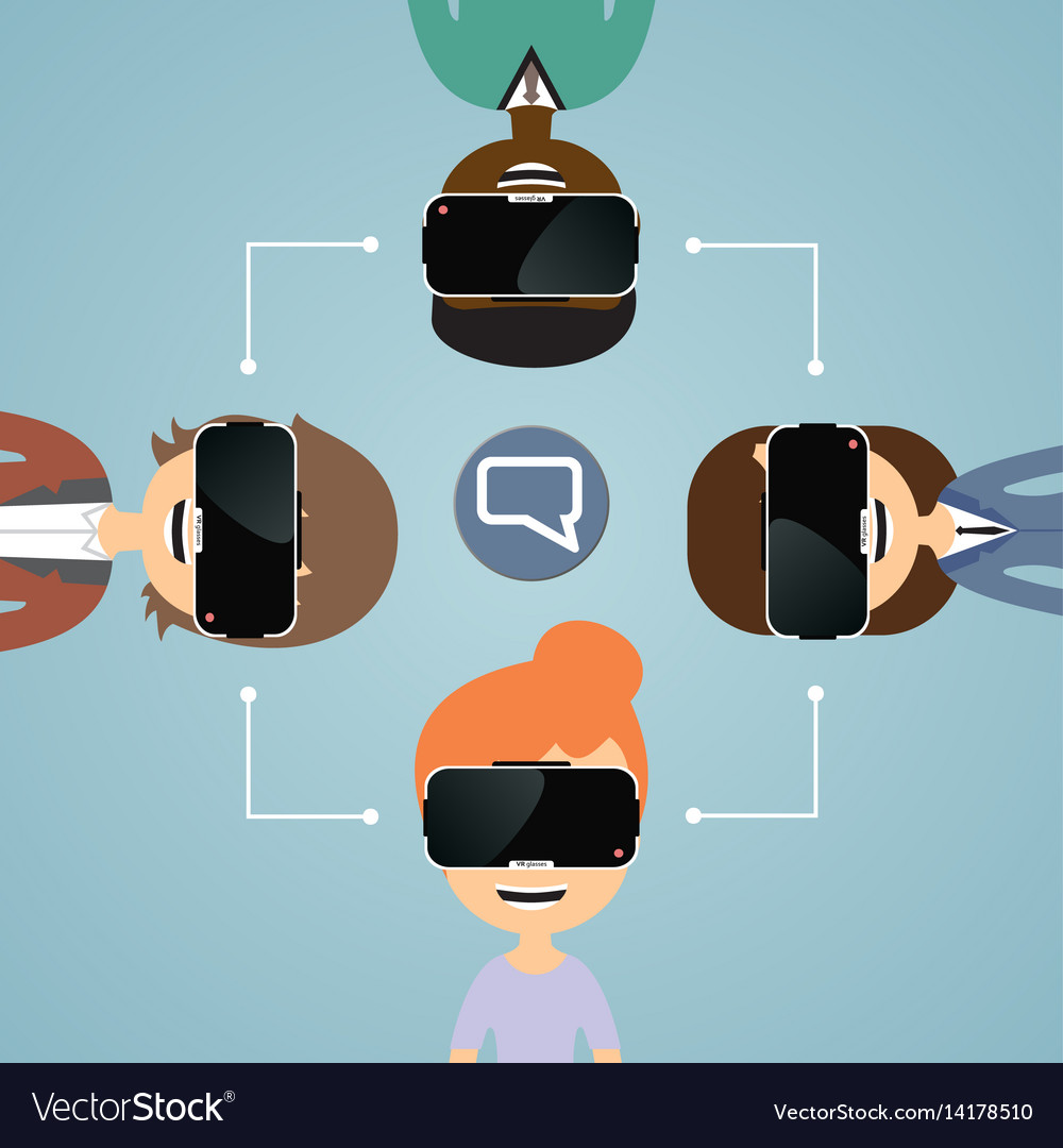 Friends communicate with glasses of virtual Vector Image