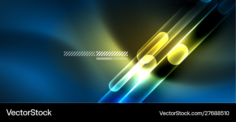Glass neon block and lines abstract background Vector Image