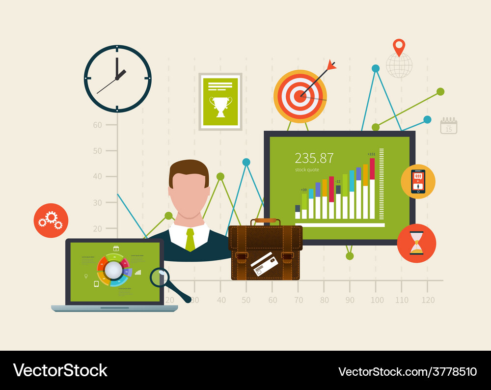 Icons set of modern business working elements Vector Image