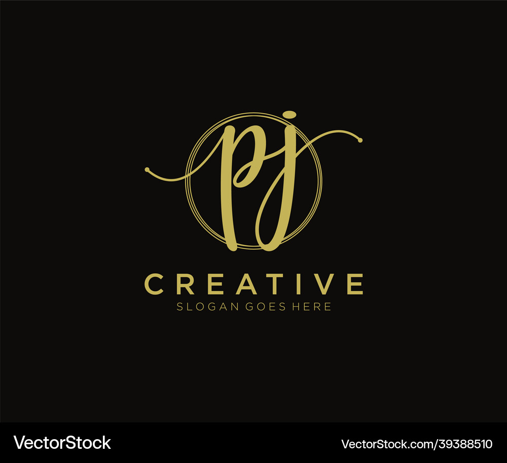 Initial pj feminine logo beauty monogram Vector Image