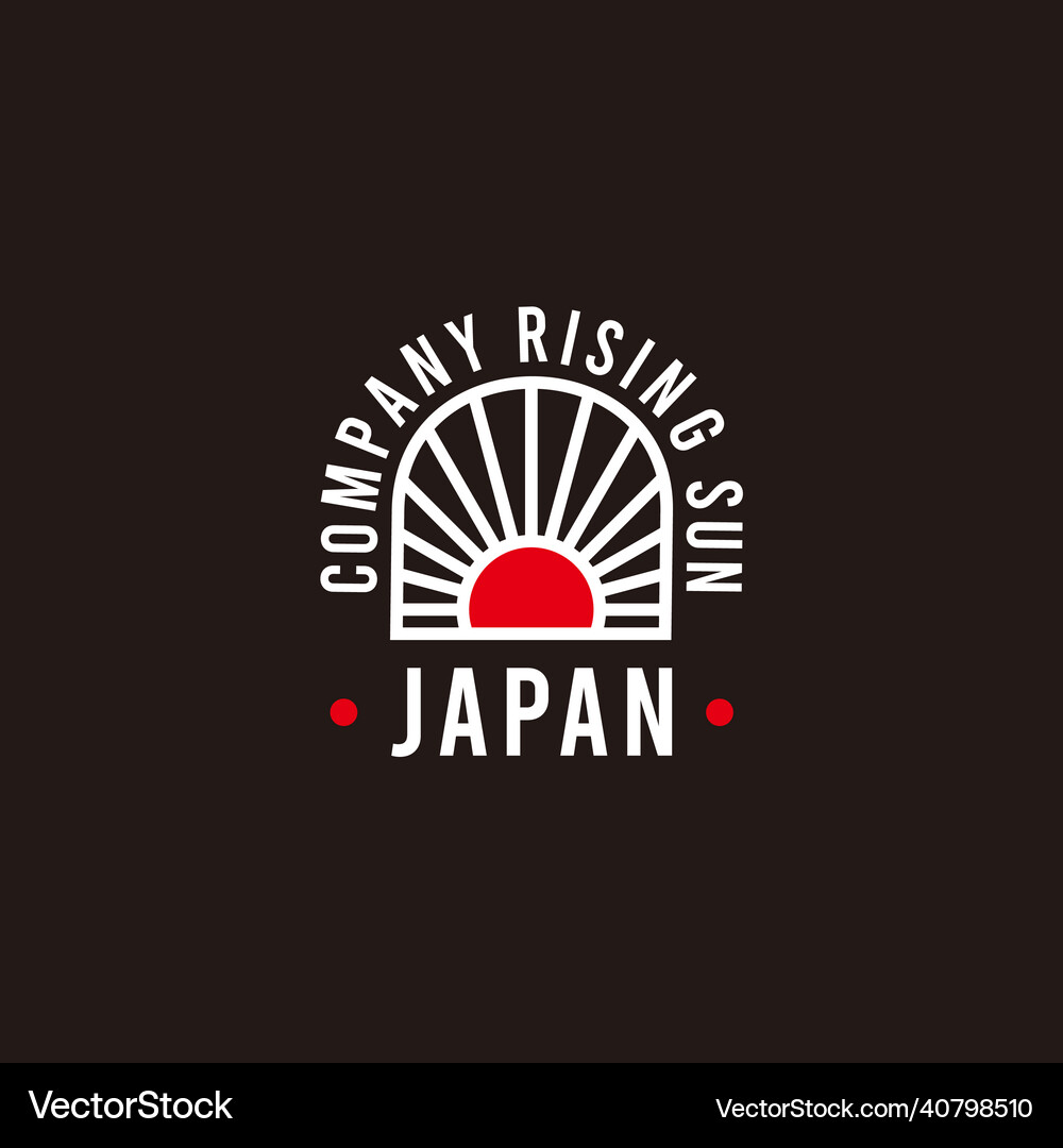 Japan flag with rising red rays logo design Vector Image