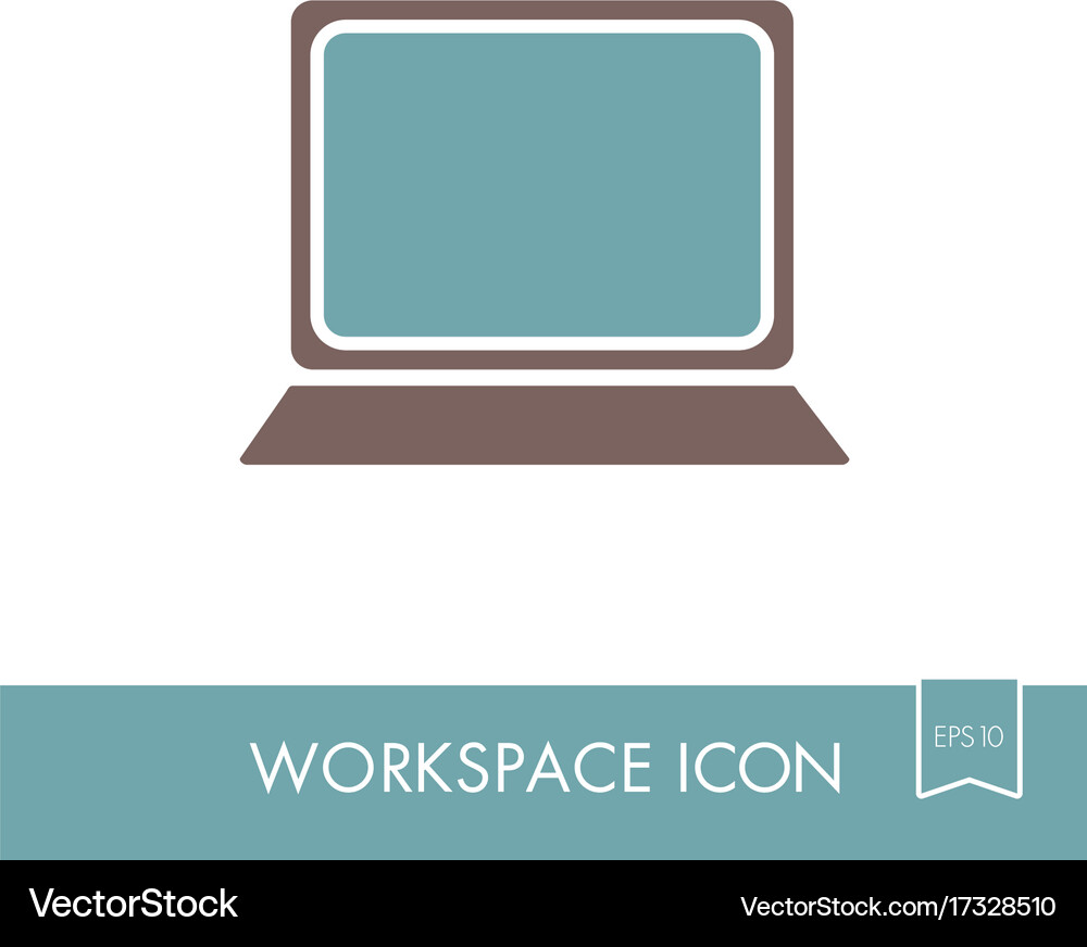 Laptop outline icon workspace sign Royalty Free Vector Image