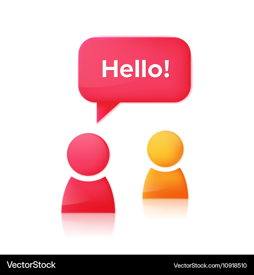 People icons and speech bubble with text hello Vector Image