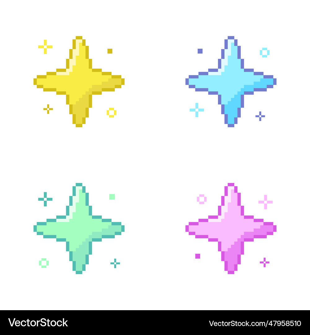 Pixel art adorable sparkling star Royalty Free Vector Image
