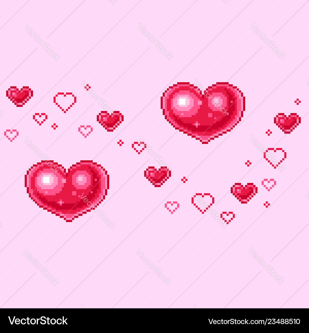 Pixel hearts for valentines day greetings Vector Image