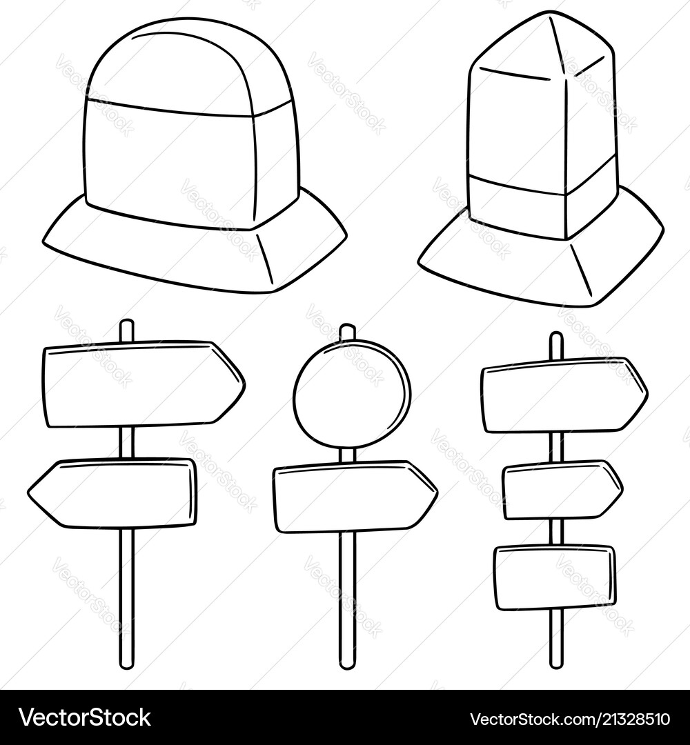 Set of milestone and direction post Royalty Free Vector