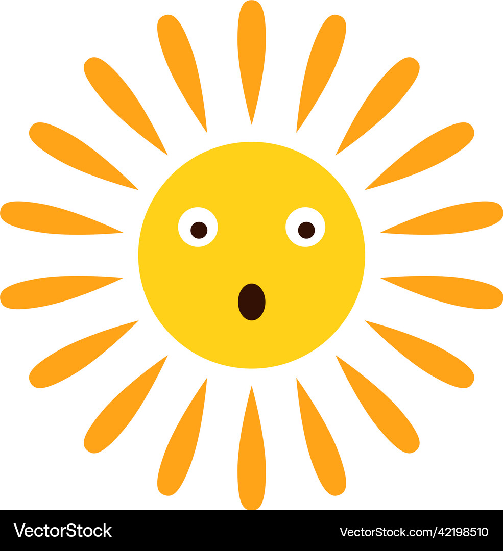 Shocked sun cute character with surprising face Vector Image