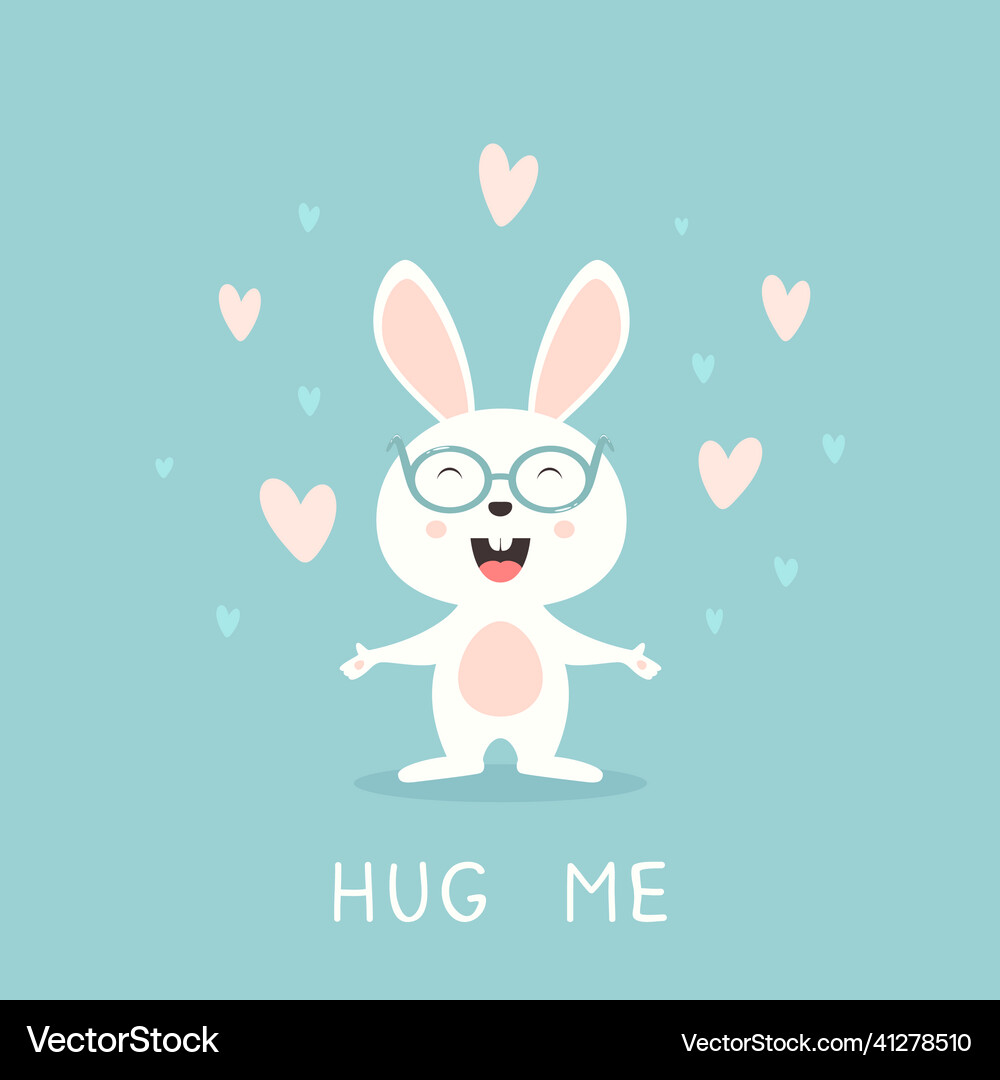 Valentines bunny says hug me Royalty Free Vector Image