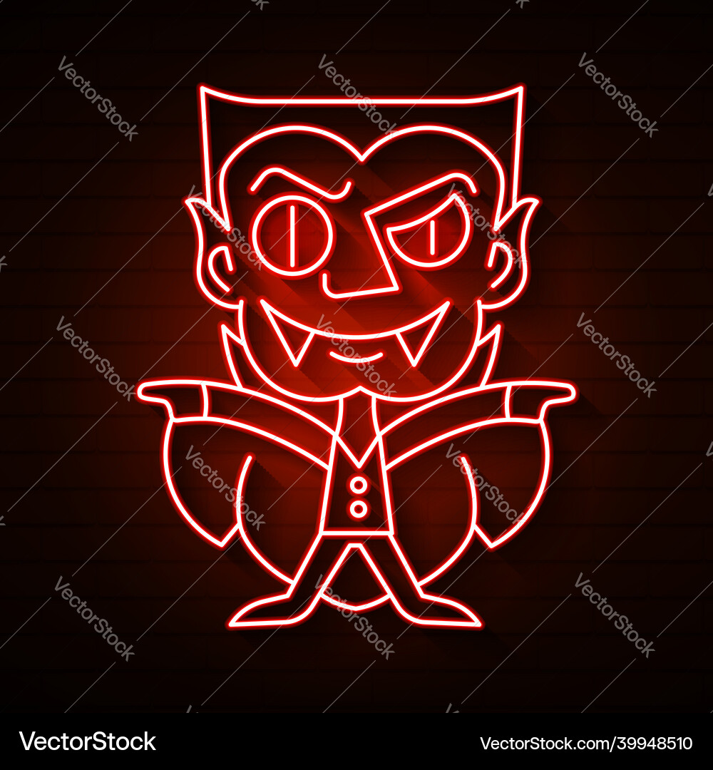 Vampire neon icon dracula halloween character Vector Image