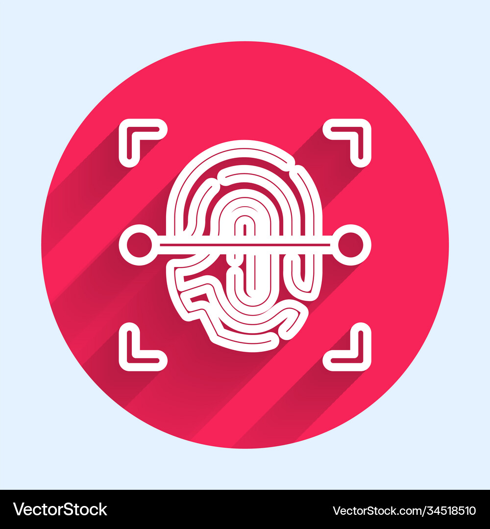 White line fingerprint icon isolated with long Vector Image