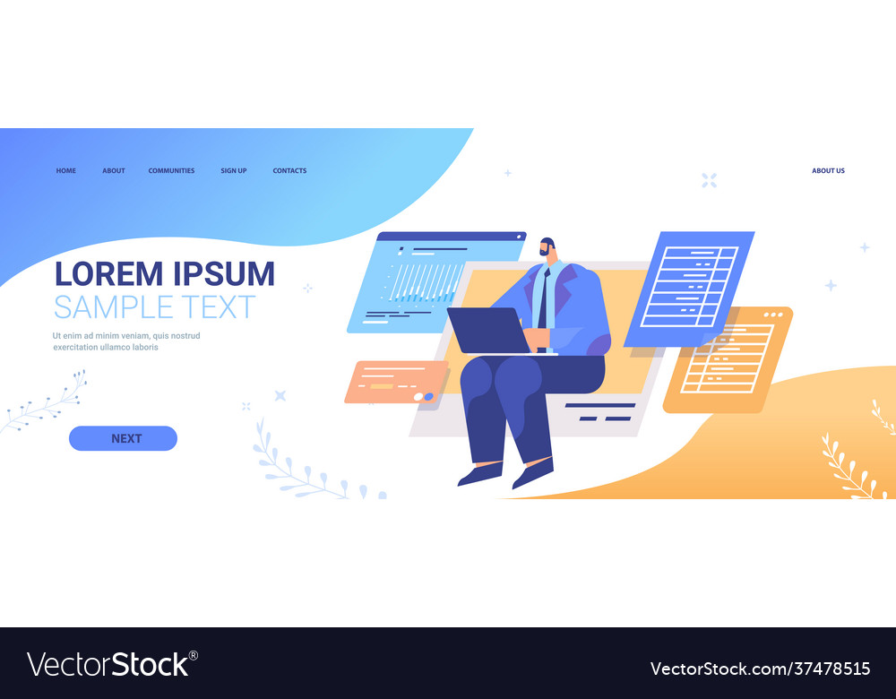 Businessman analyzing data on laptop business Vector Image