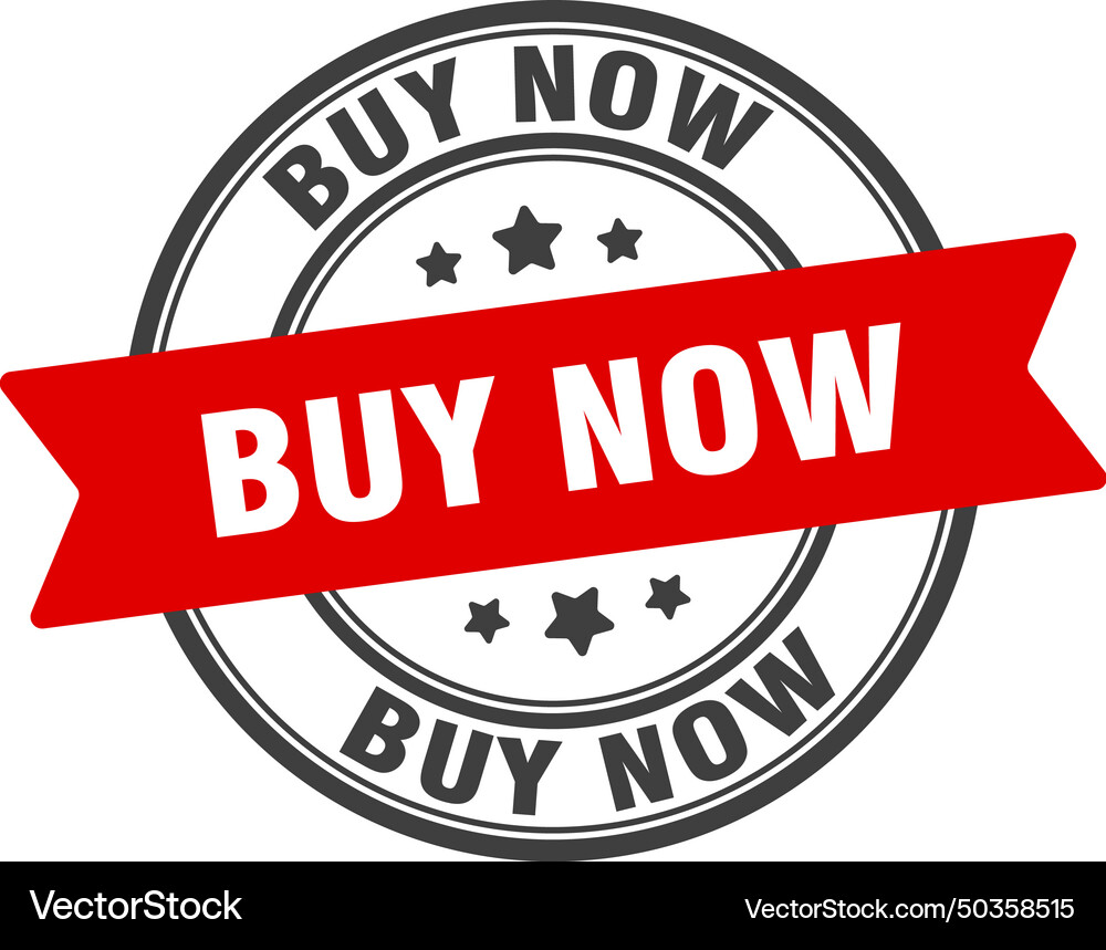 Buy now stamp label on transparent Royalty Free Vector Image