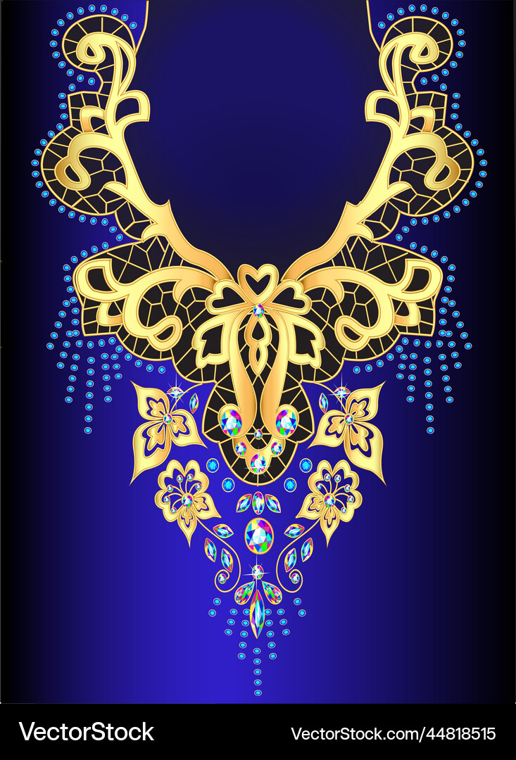 Collar neck decoration with rhinestones Royalty Free Vector