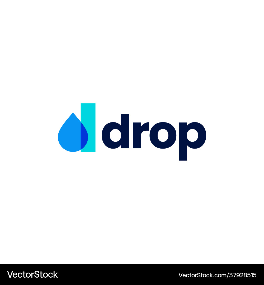 D letter drop droplet overlapping color logo icon Vector Image