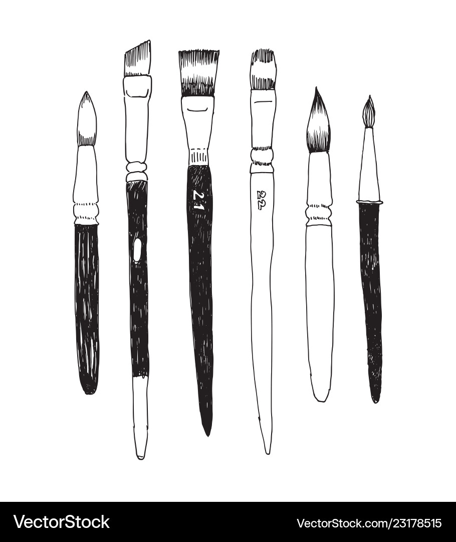 Hand drawn art tools and supplies set Royalty Free Vector