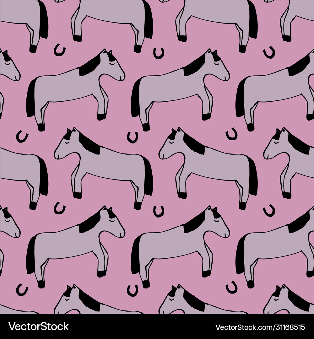 Horse pattern on pink background great for home Vector Image