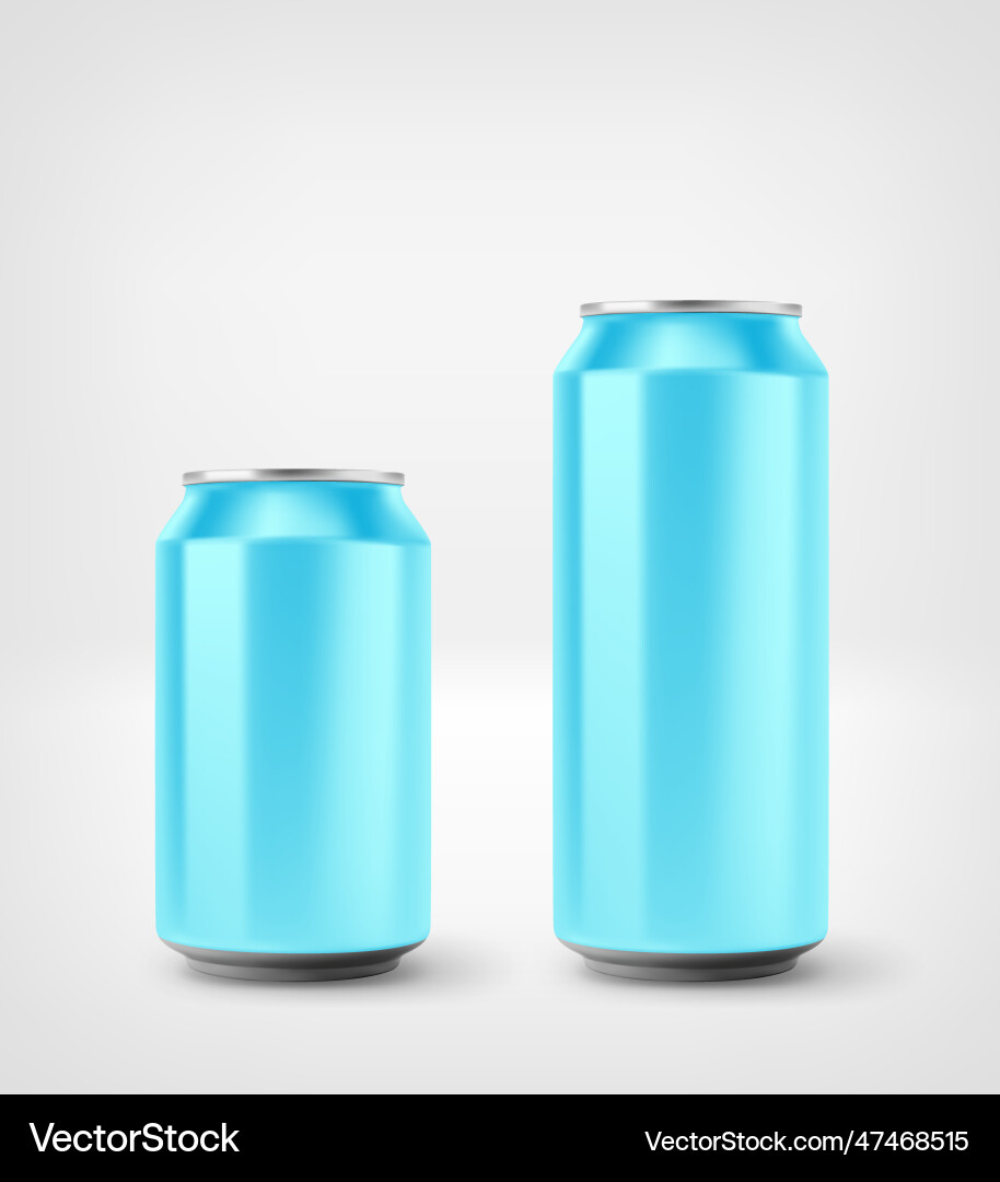Light blue aluminium cans mockup isolated Vector Image