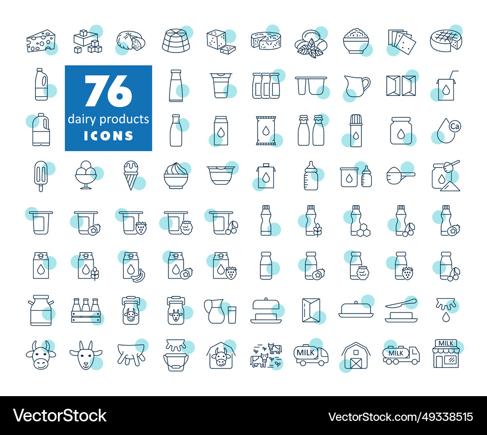 Milk dairy products icon set graph symbol Vector Image