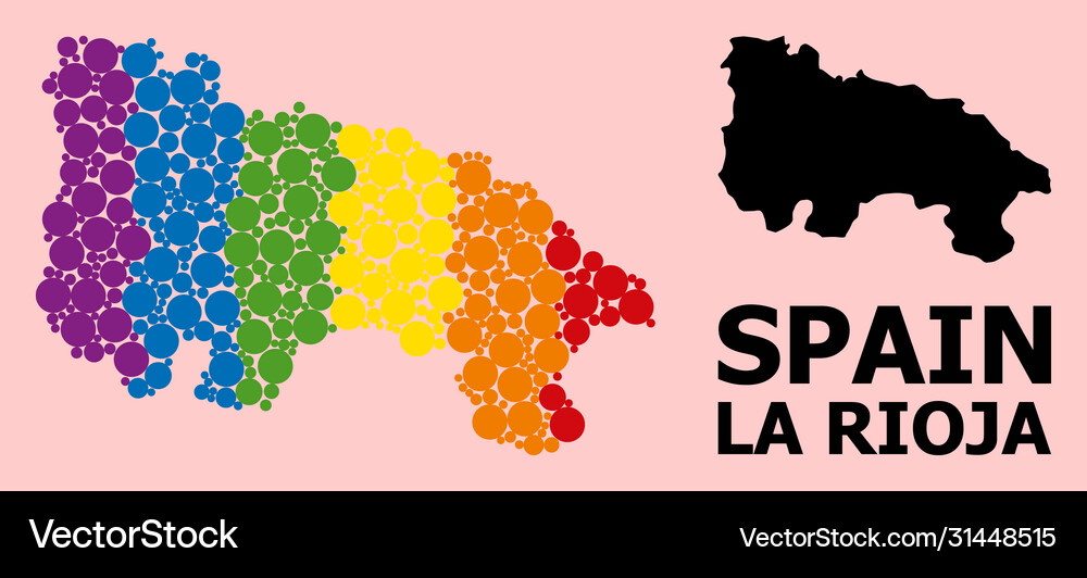Rainbow mosaic map la rioja spanish province Vector Image