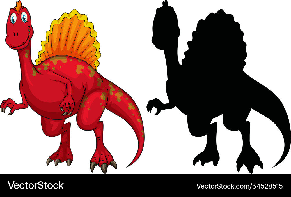 Set dinosaur cartoon character and its Royalty Free Vector
