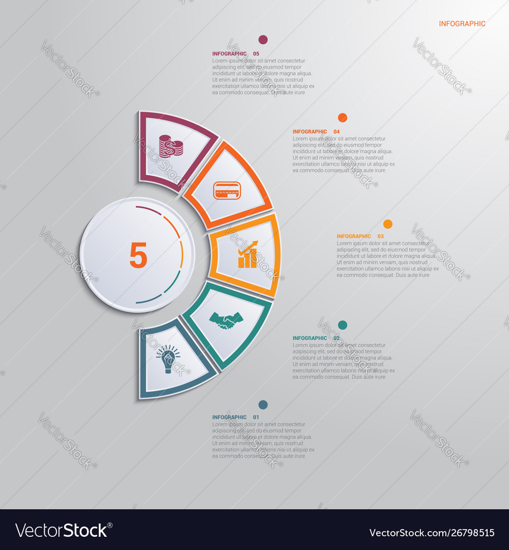 Template for infographics with 5 text area Vector Image