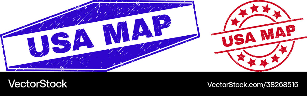 Usa map rubber watermarks in circle and hexagon Vector Image