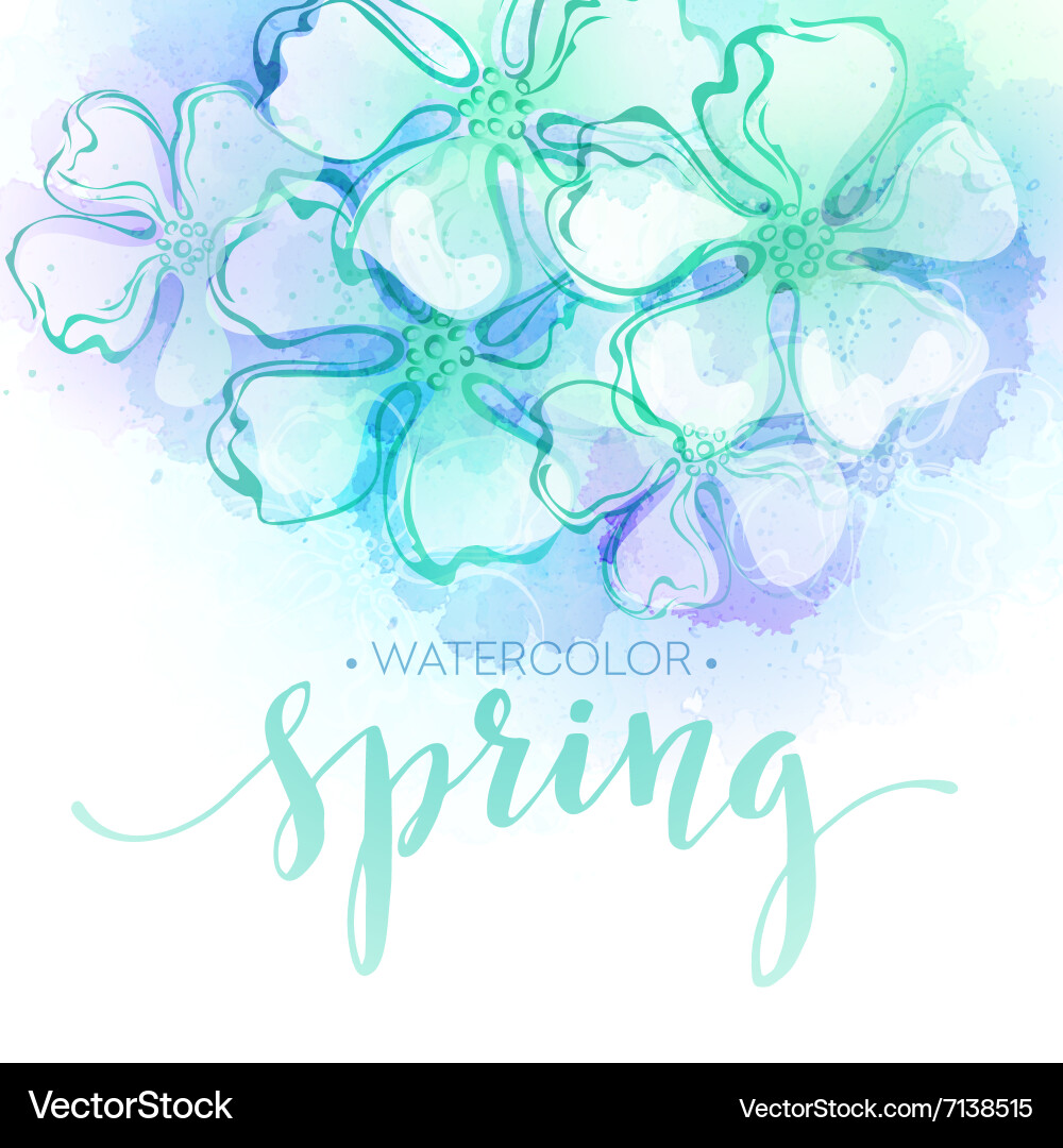 Watercolor spring flower background Royalty Free Vector